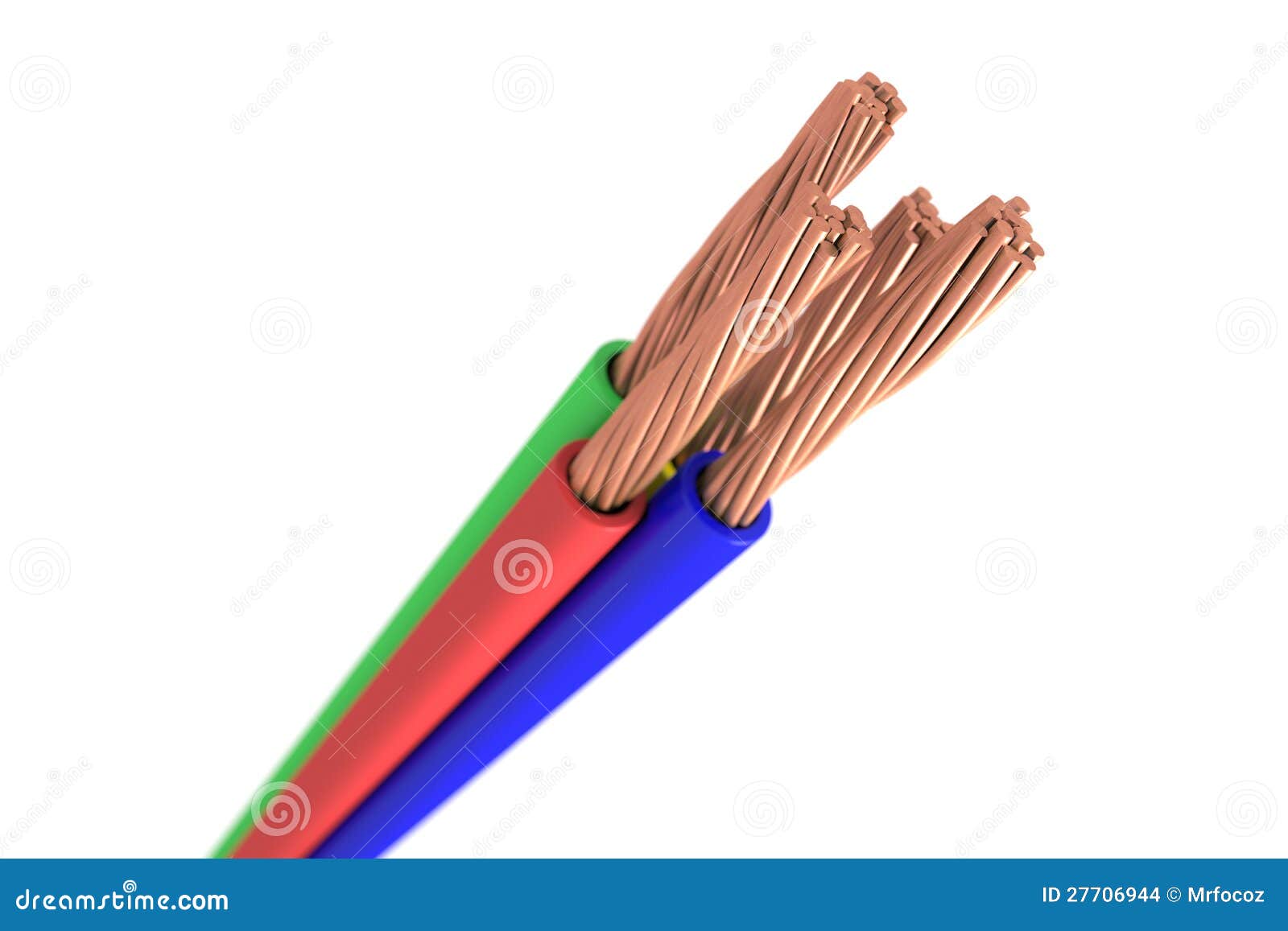 Copper Cable. Realistic Electrical Multicore Wire With Coloured ...