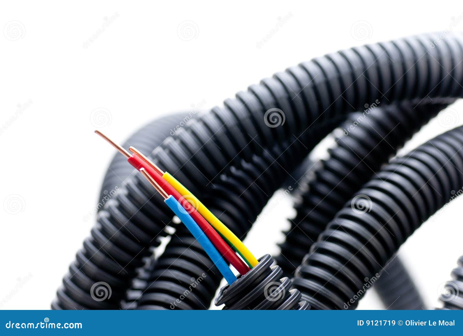Copper cable 3 colors stock image. Image of voltage, electrician - 9121719