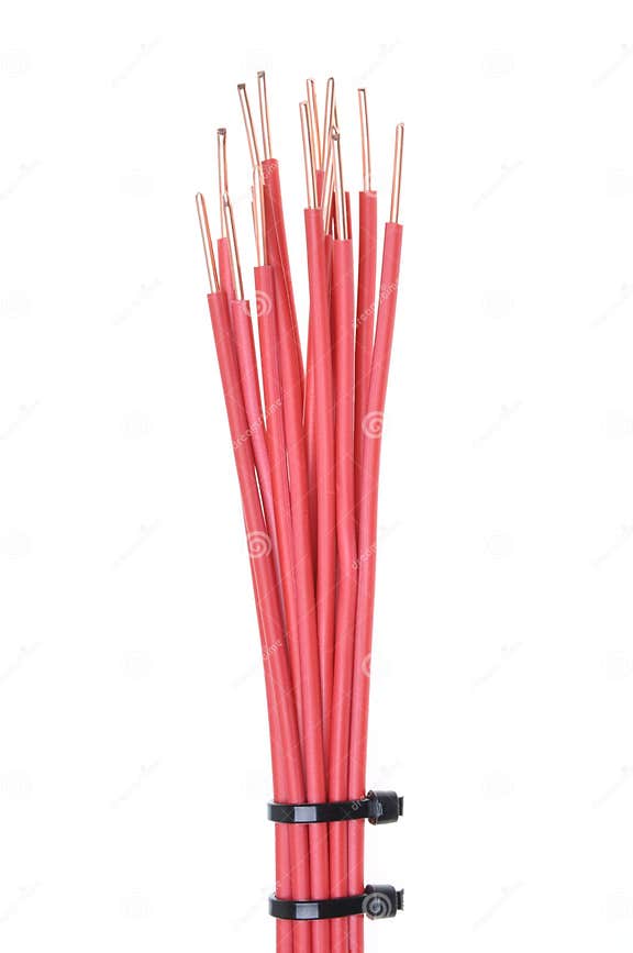 Copper Cable with Cable Ties Used in Electrical Installations Stock ...