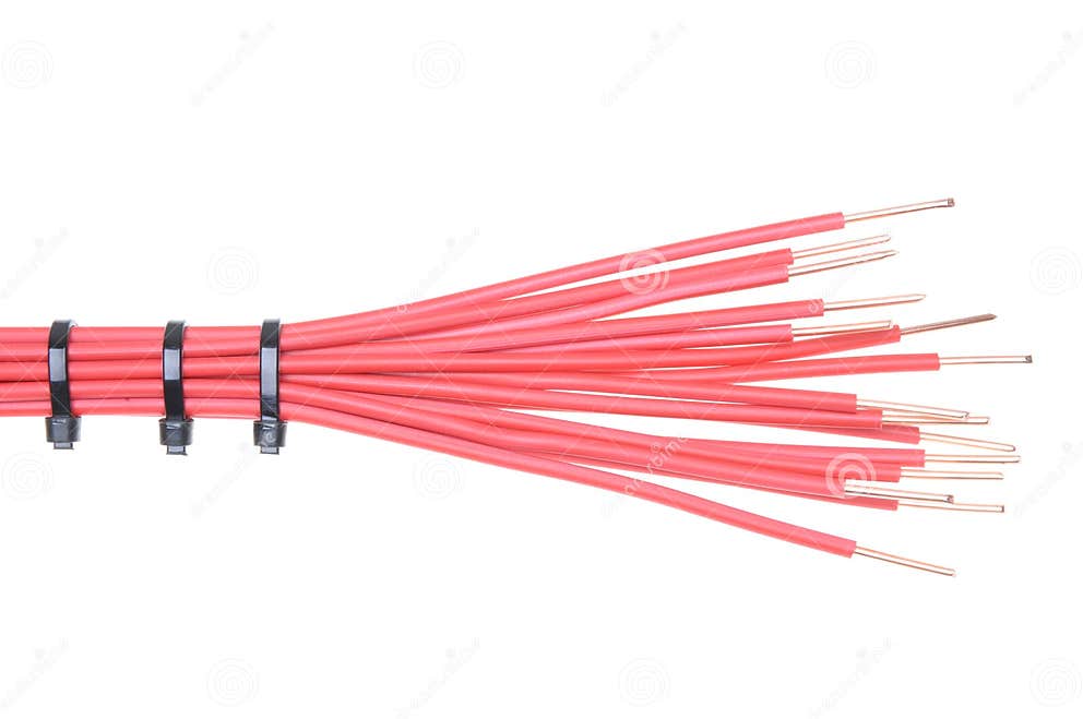 Copper Cable with Cable Ties Used in Electrical Installations Stock ...