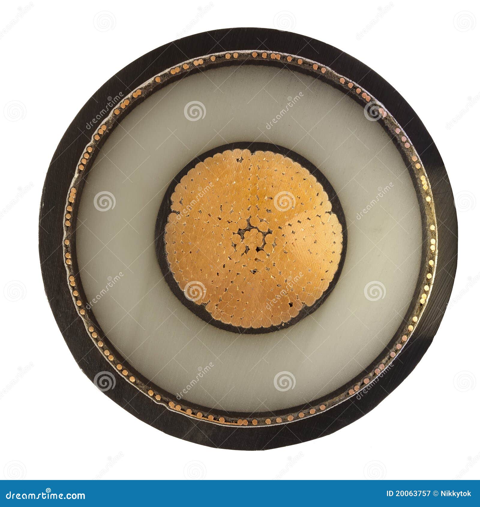 Copper cable cross-section stock image. Image of copper - 20063757