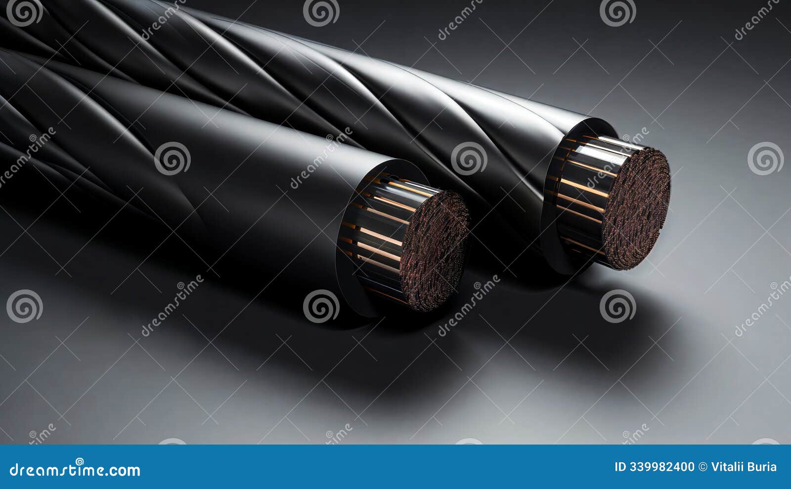 Sleek Black Cables with Exposed Copper Wire Design, Generative Ai Stock ...