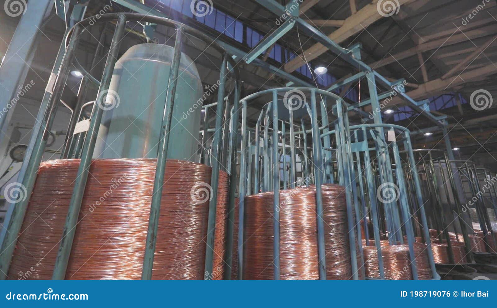 Inside Cable Manufacturing Workshop, Industrial Interior. Copper Cable ...