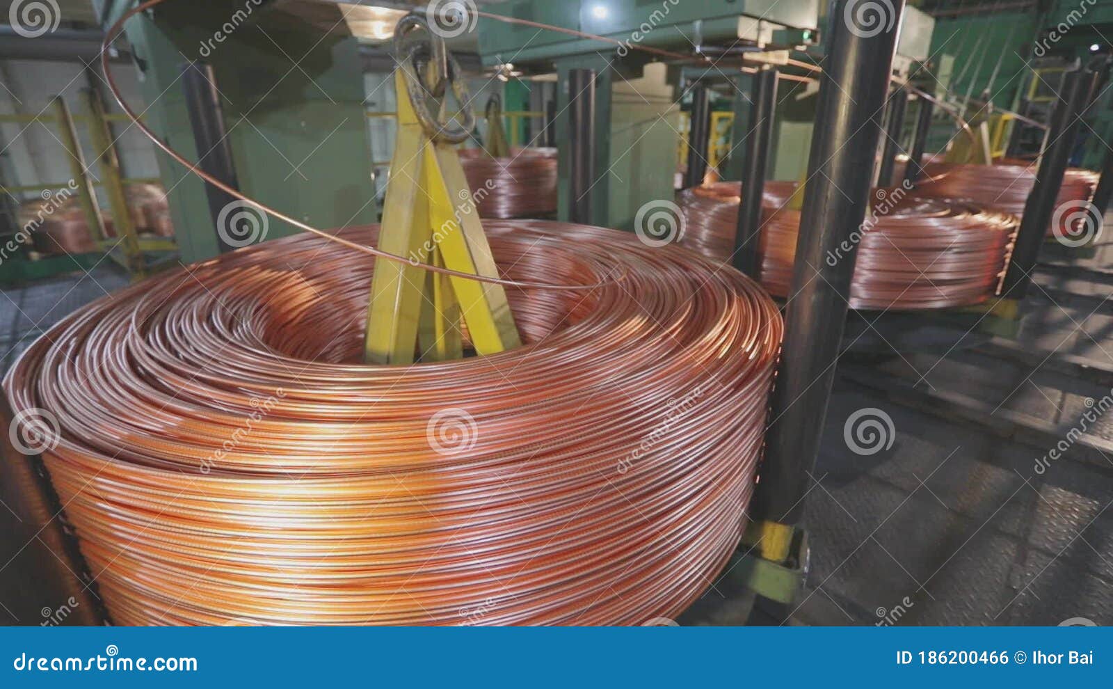 Copper Cable Spool Rotation, Copper Cable Manufacturing Process Stock ...