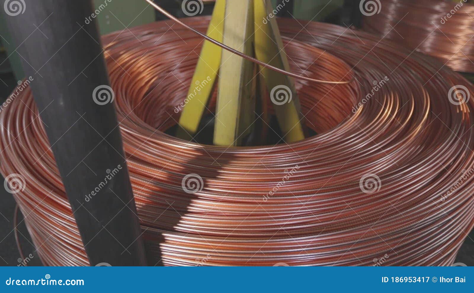 Copper Cable Spool Rotation, Copper Cable Manufacturing Process Stock ...