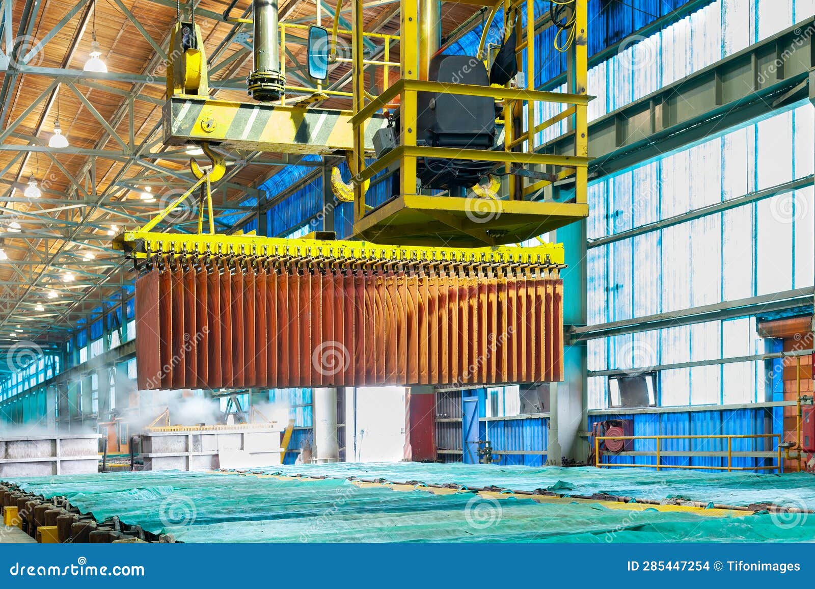 Copper Cathodes at an Electrowinning Plant Stock Photo - Image of ...