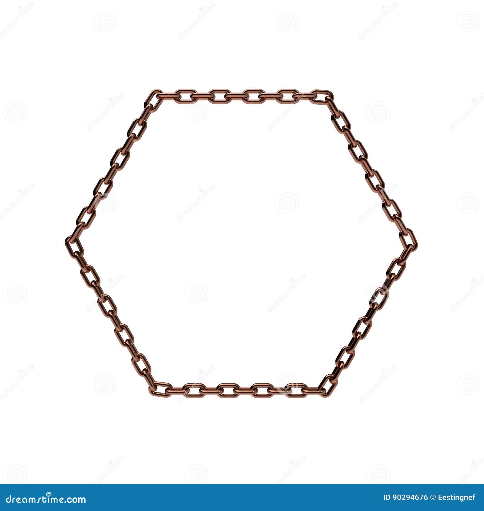 Copper Chain in Form of Hexagon.3D Rendering Illustration. Stock ...