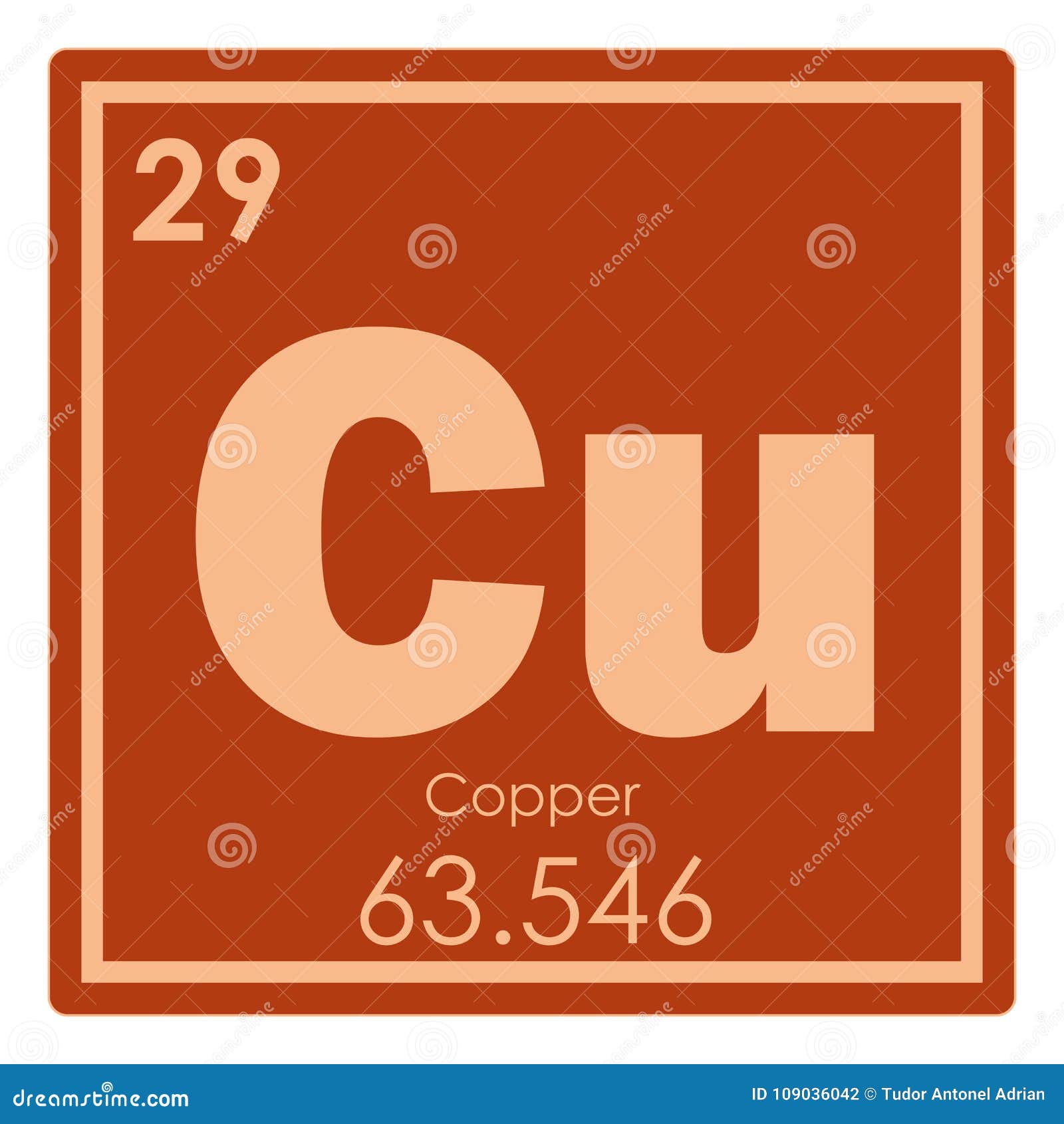 Copper Chemical Element Symbol From Periodic Table Stock Photo ...