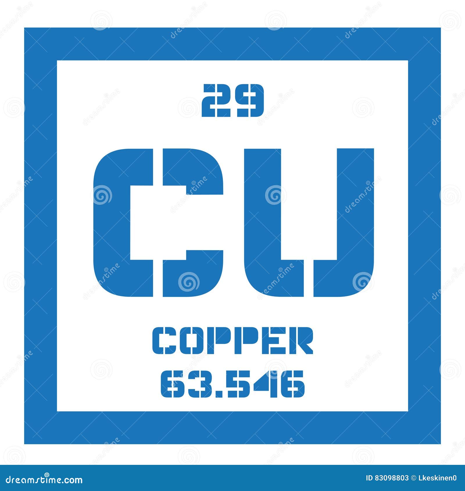 Copper Chemical Element Symbol From Periodic Table Stock Photo ...