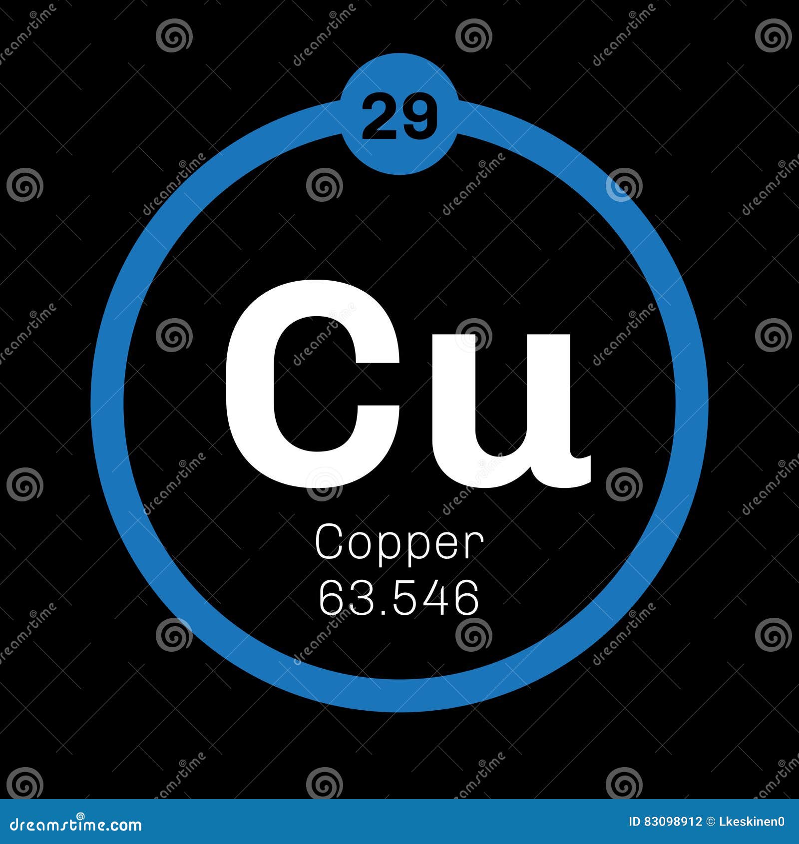 Copper chemical element stock vector. Illustration of copper - 83098912