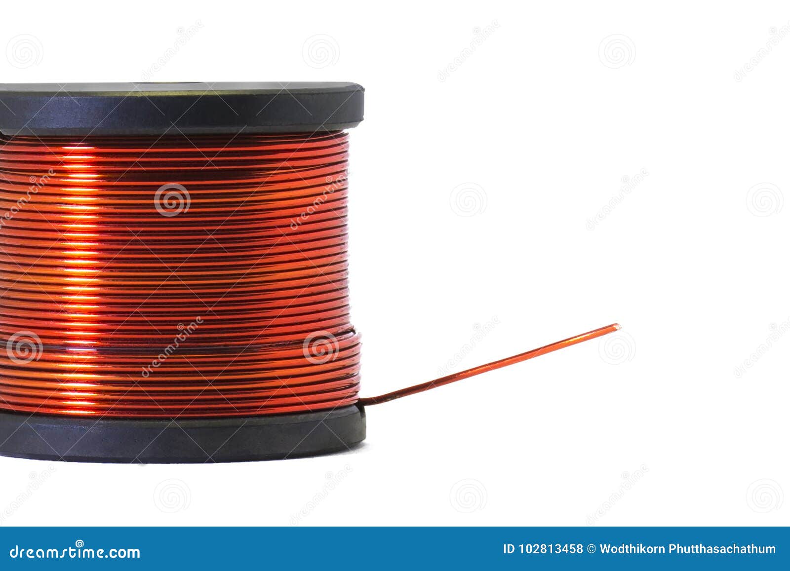 Copper Coil Ferrite Core Inductor On White Background Passive Stock