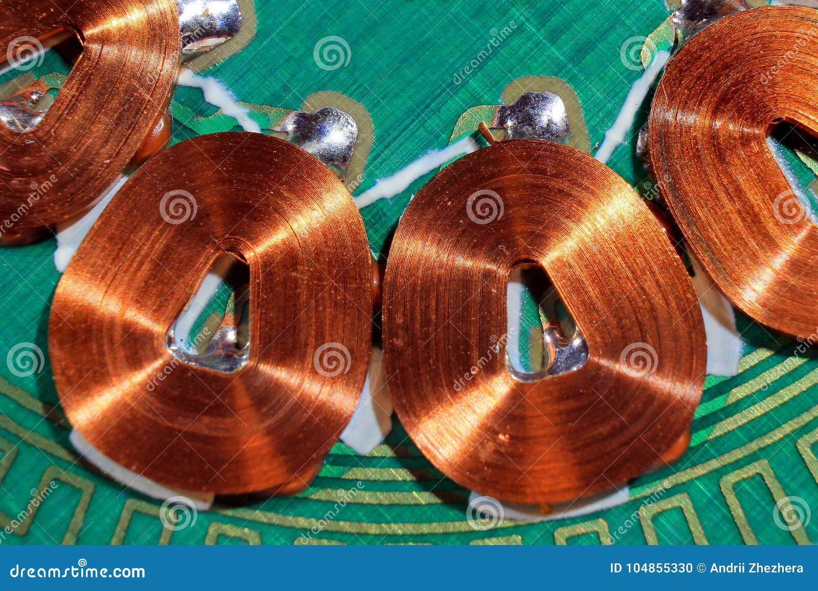 Copper Coils Transformer On Metal Background Stock Photo ...