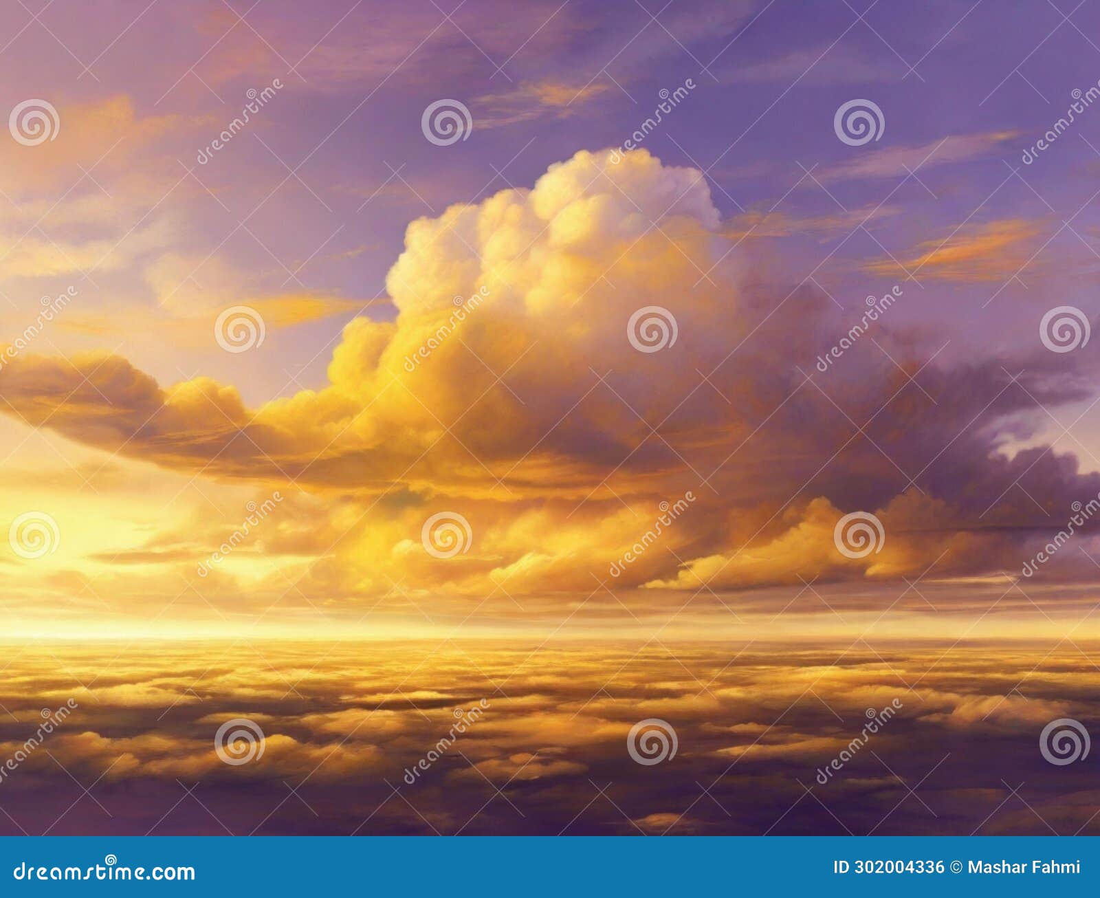 Copper-colored Clouds, a Sky Covered in Beautiful Violet Blue Stock ...
