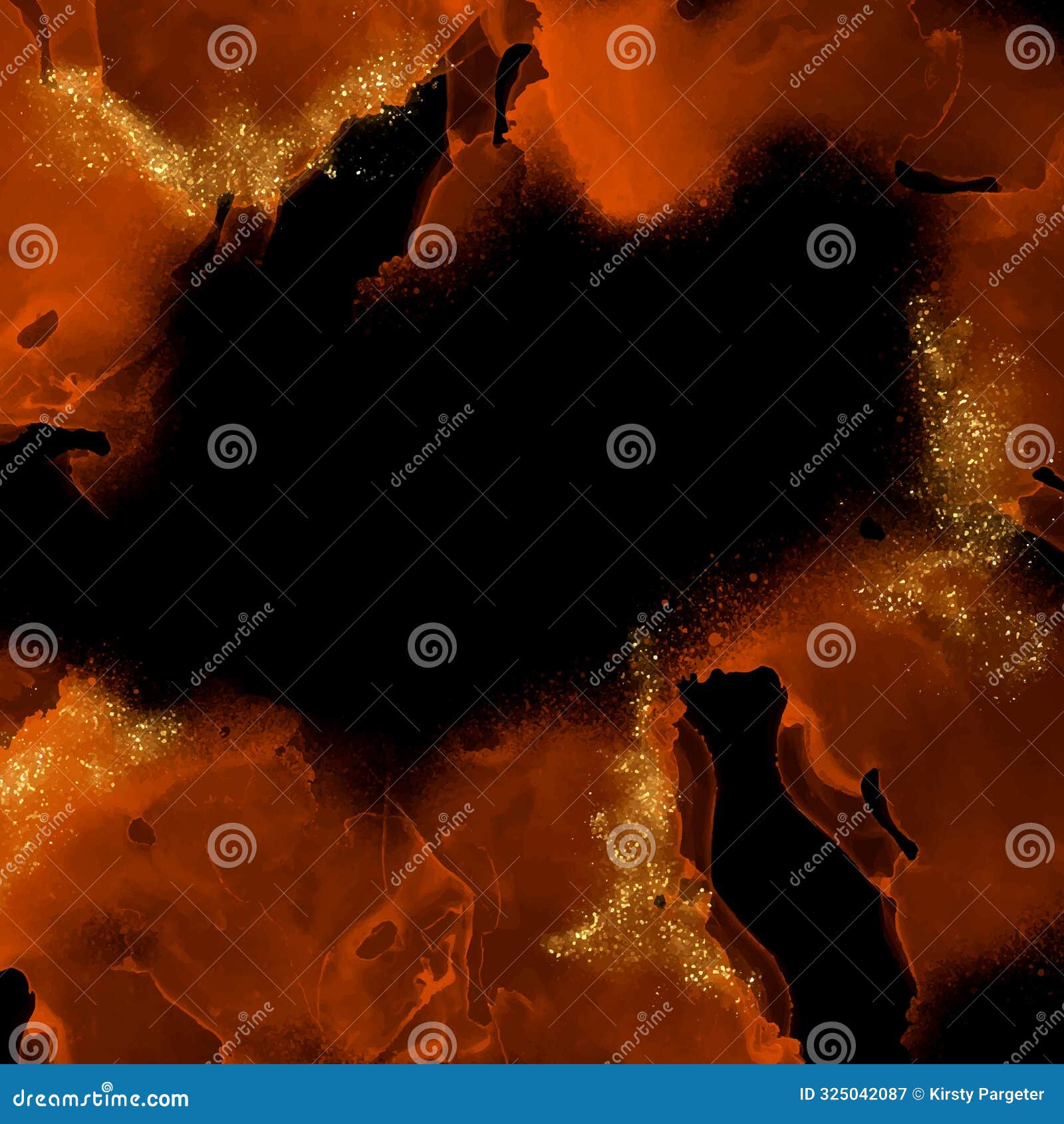 Copper Coloured Hand Painted Alcohol Ink Background with Gold Glitter ...