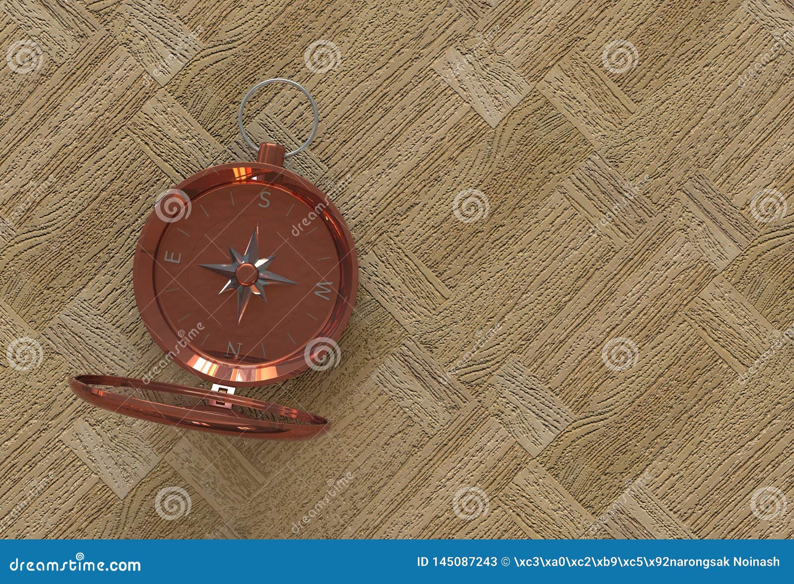 Copper Compass Isolated on Wooden Table Stock Image - Image of tourism ...