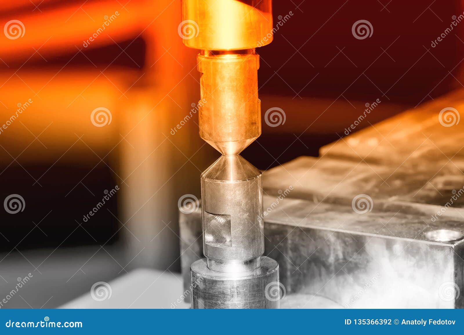 Copper Contacts of Electric Welding Machine. Red Toned Stock Photo ...