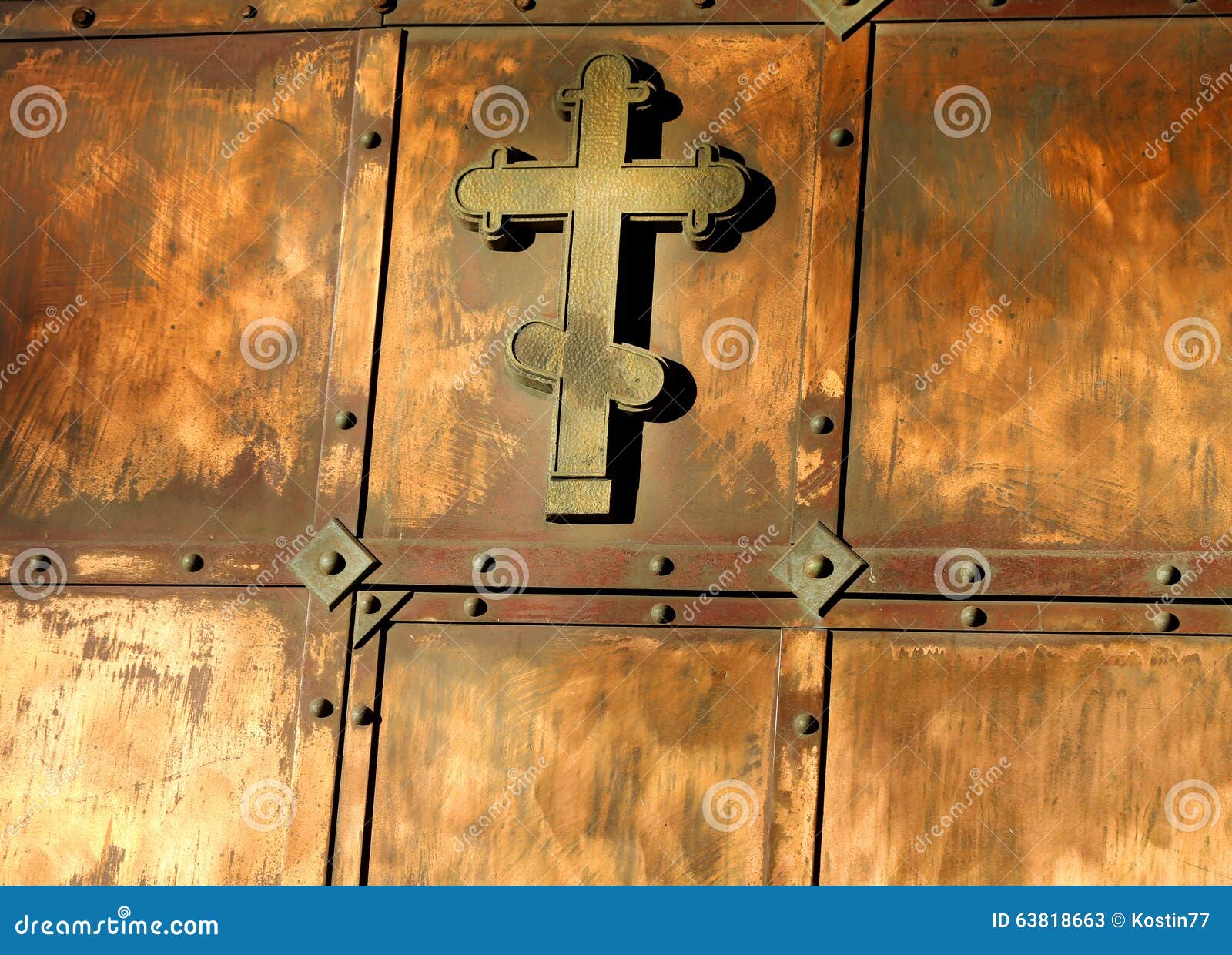 The Copper Cross on the Gate Stock Image - Image of historical, natural ...
