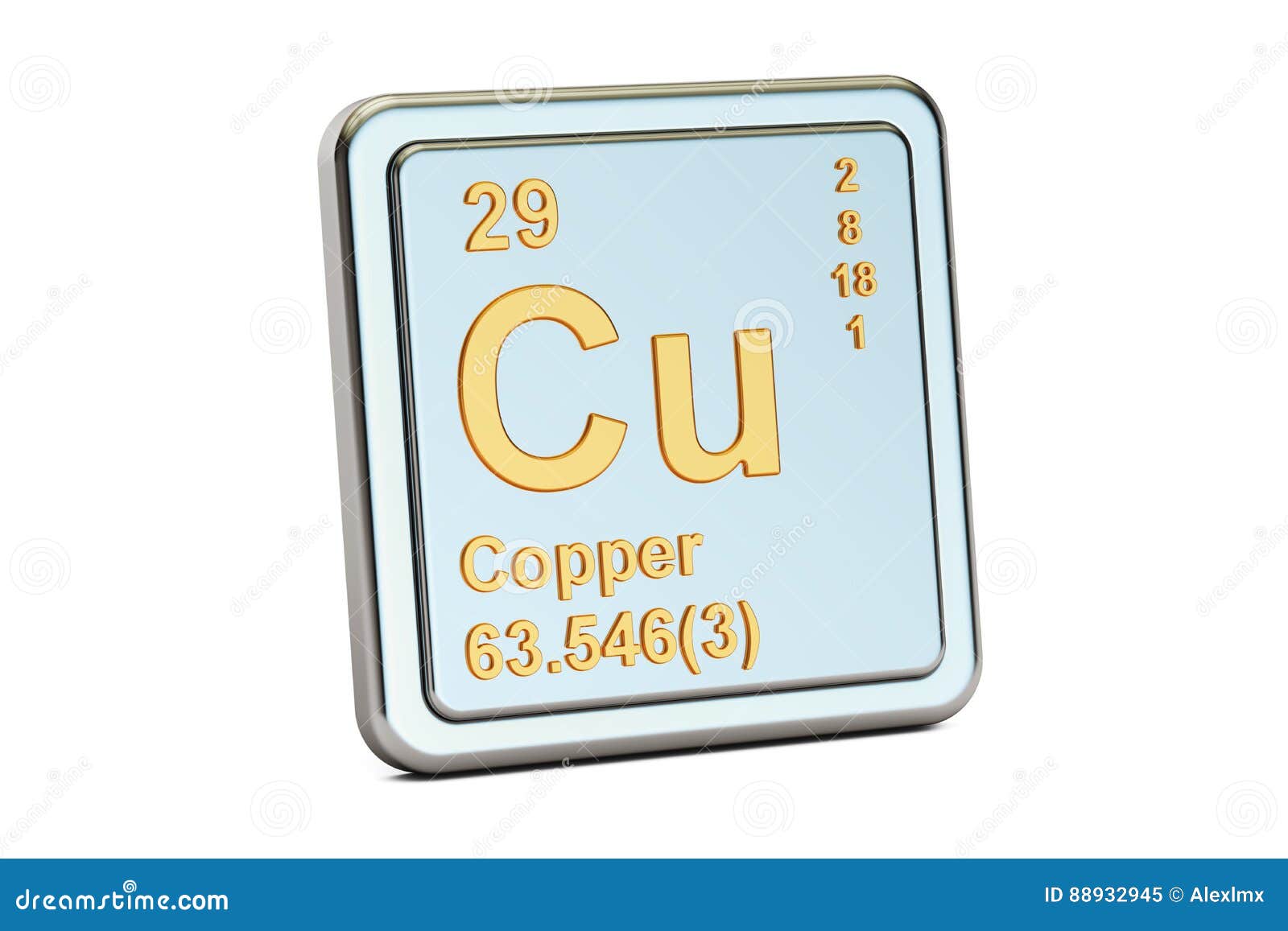 Copper Cu, Chemical Element Sign. 3D Rendering Stock Illustration ...
