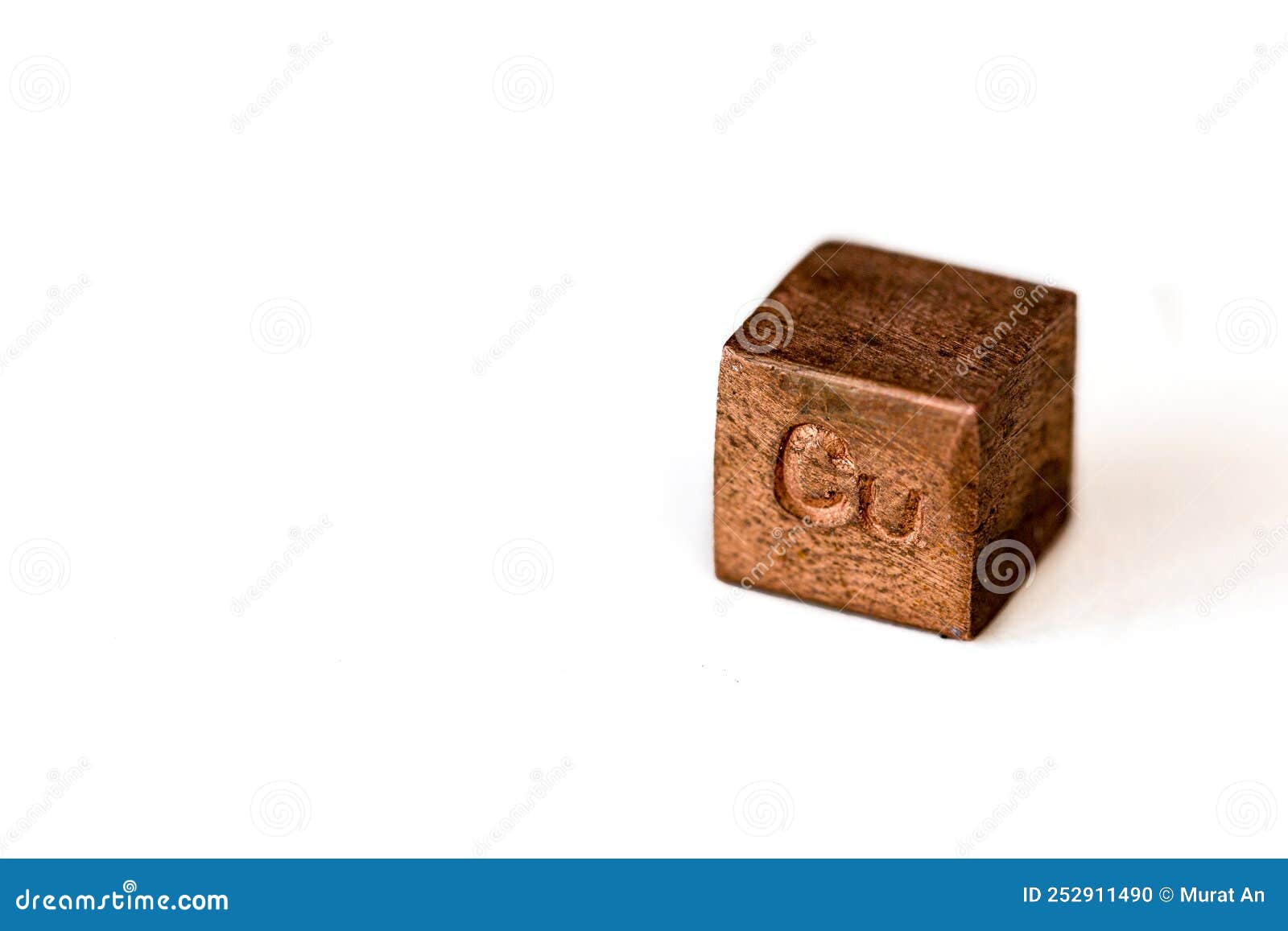 Copper Cube with Element Name Cu on it on White Background Stock Photo ...