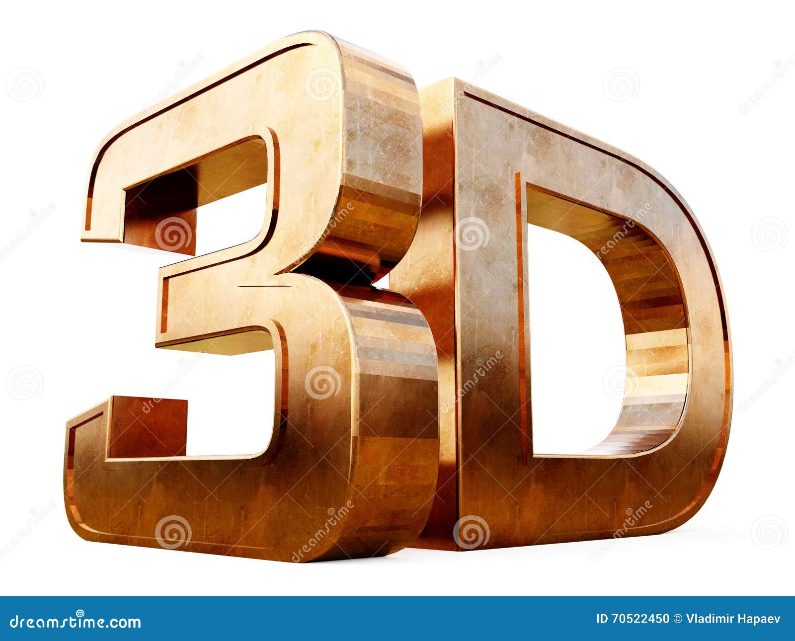 Copper 3D Logo on White Background with Reflection Effect. Stock ...