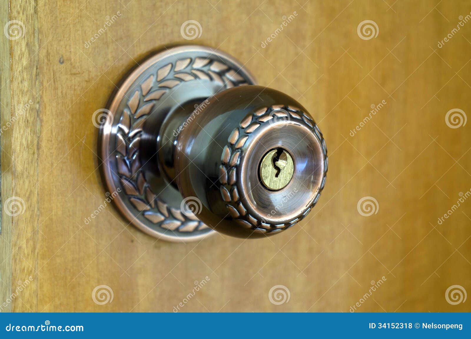 Copper door lock stock photo. Image of object, gate, safety - 34152318