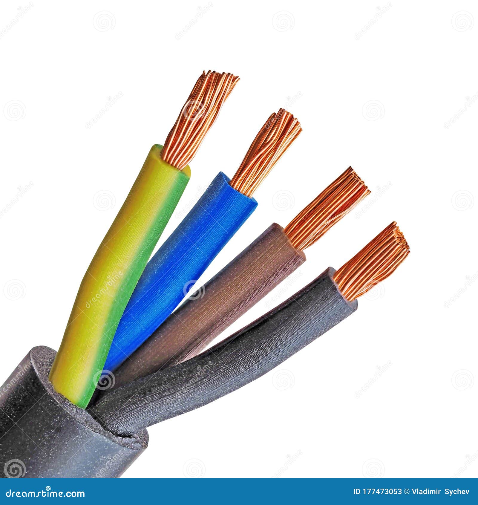 Copper Electric Wire Isolated on a White Background Stock Image - Image ...