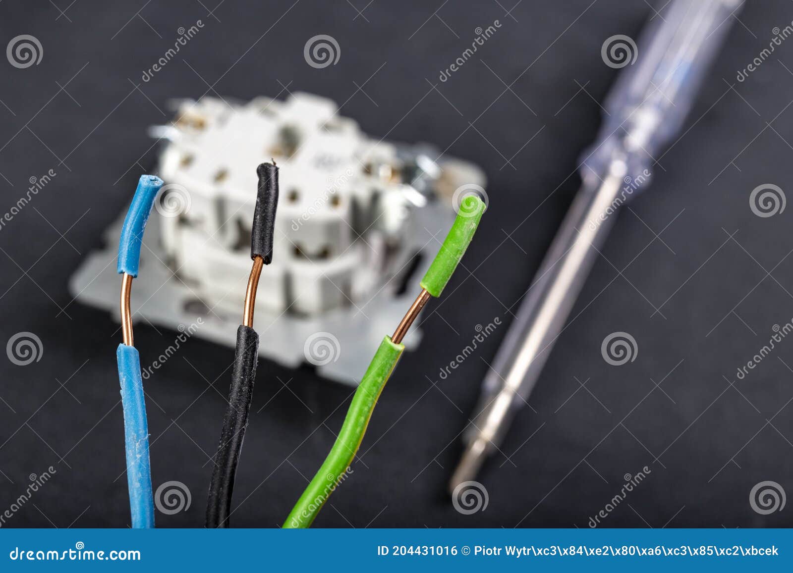 Copper Electrical Wires during Assembly. Minor Electrical Work in the ...