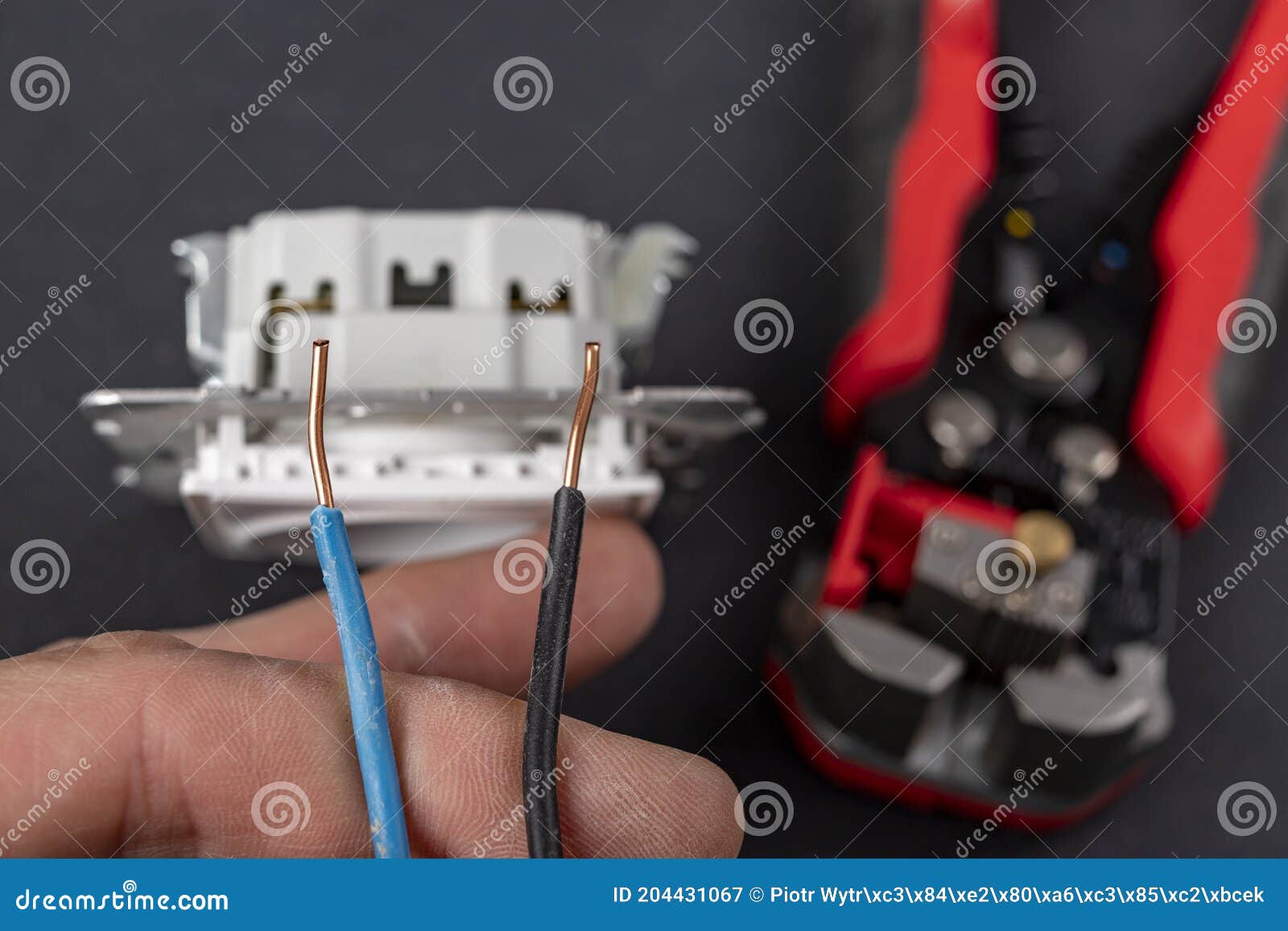 Copper Electrical Wires during Assembly. Minor Electrical Work in the ...