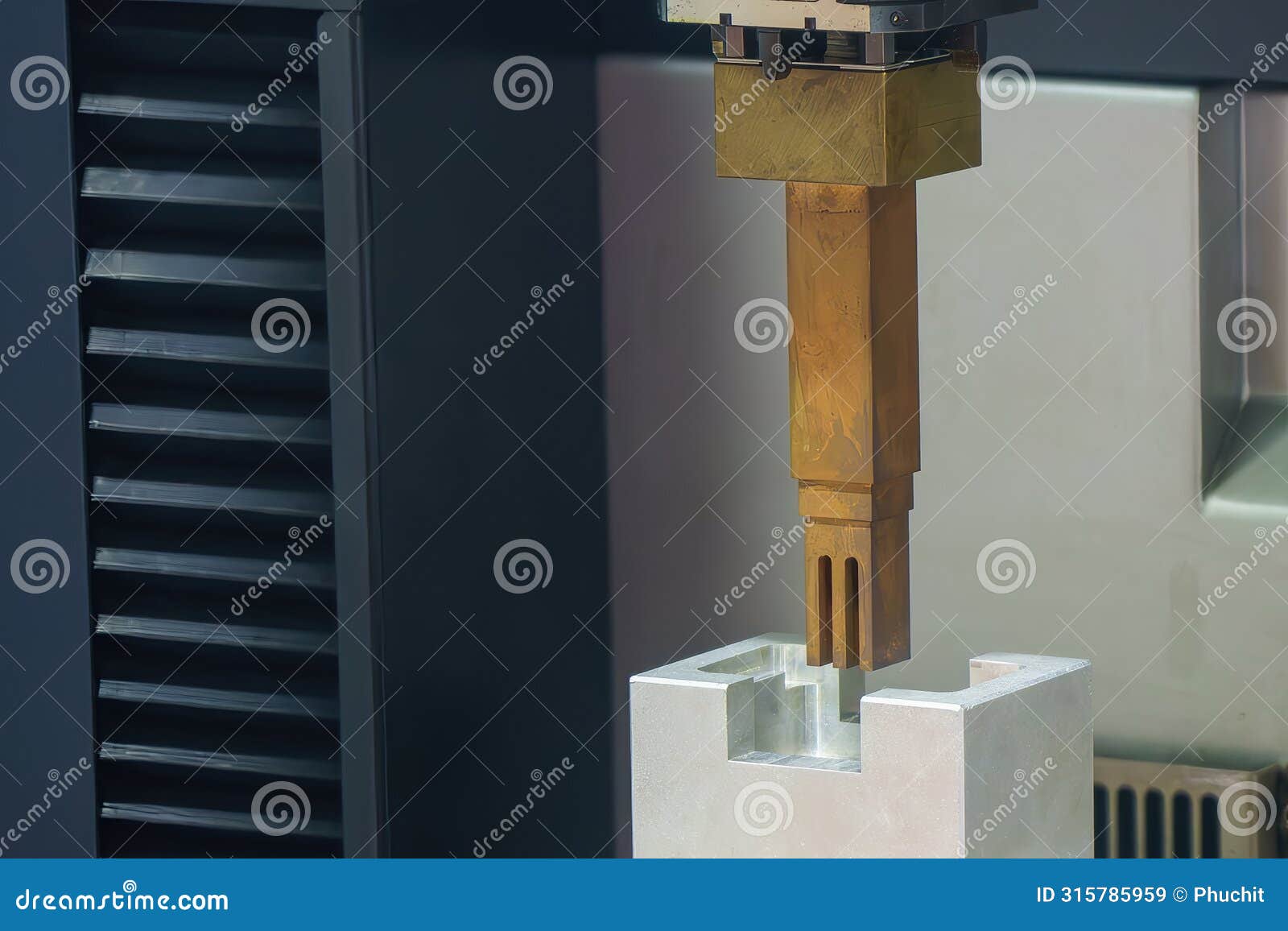 The Copper Electrode Demonstration Working on EDM Machine Stock Image ...