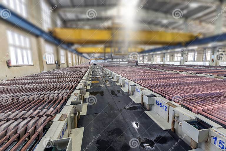 Copper Electrolysis-cathode Plates. the Copper is Refined by ...