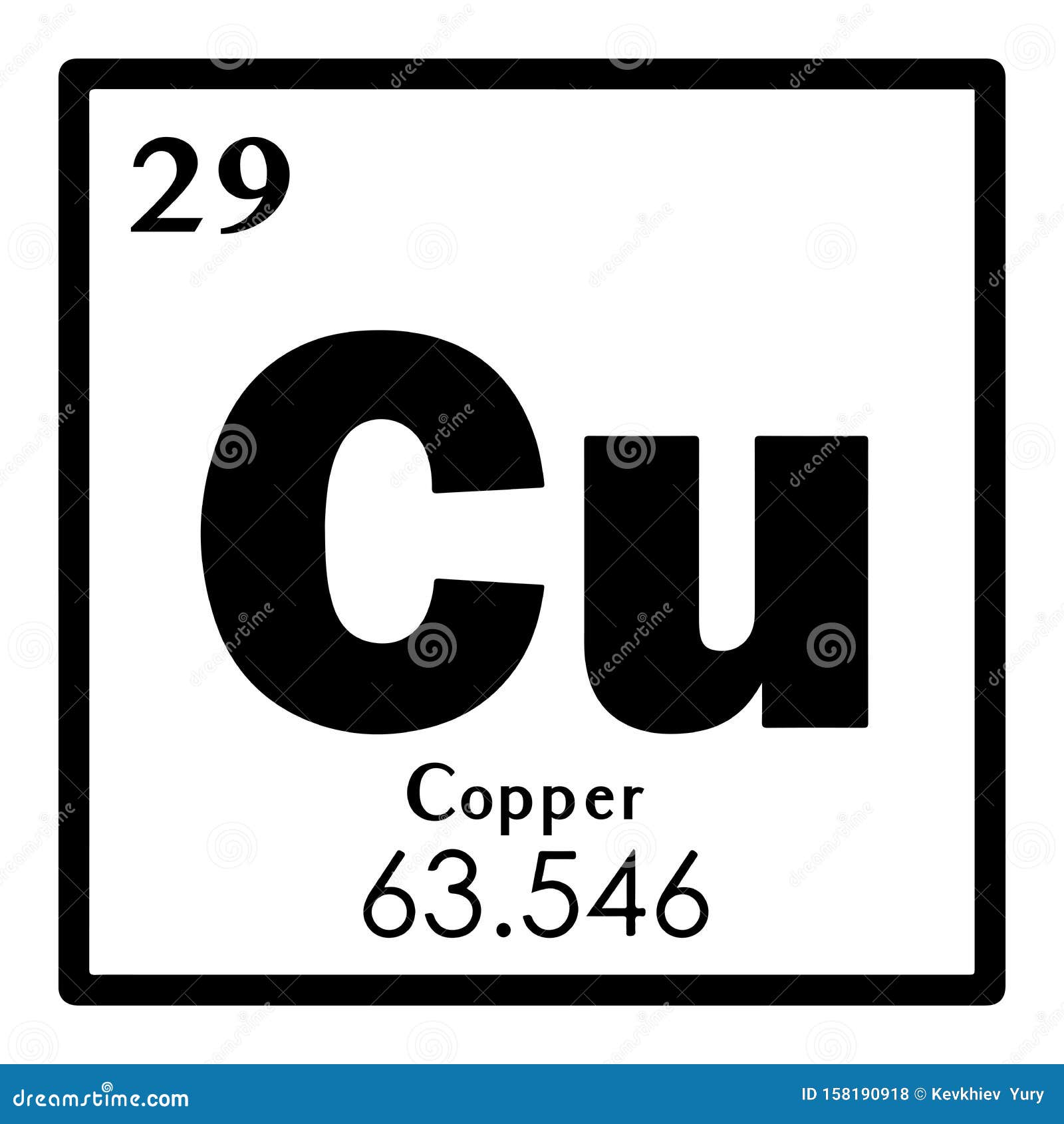 Copper Element On The Periodic Table, Metal With Symbol Cu Cartoon ...