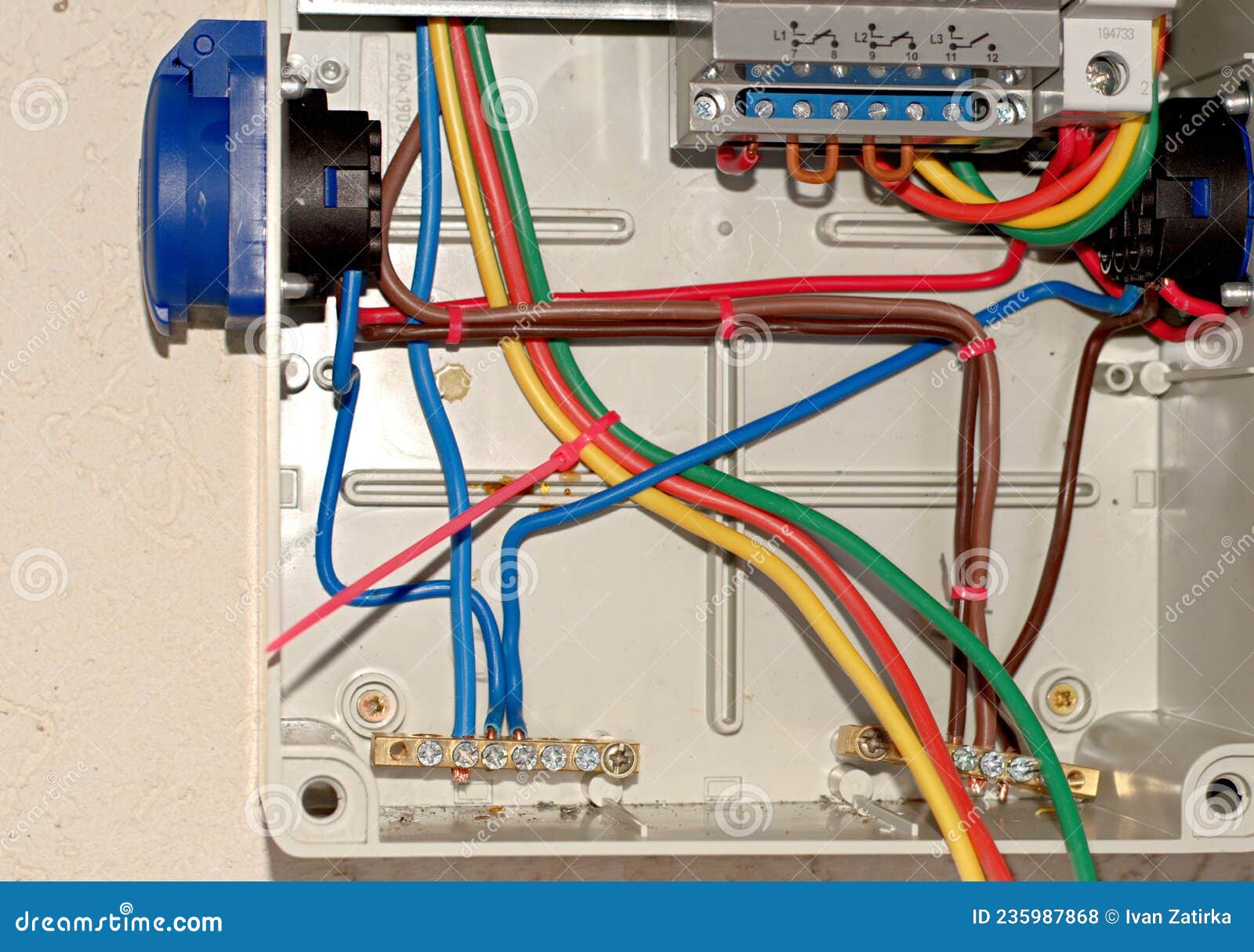Electric Shield and Copper Cable for Power Connection. Stock Photo ...