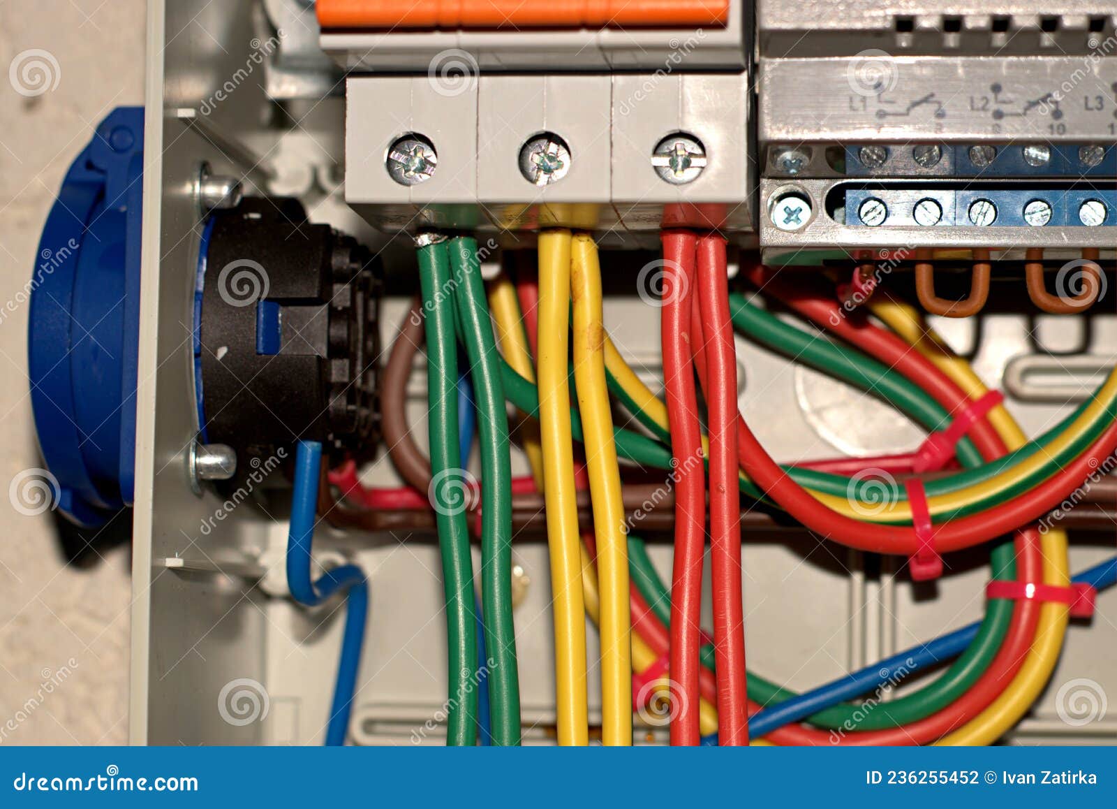 Electric Shield and Copper Cable for Power Connection. Stock Photo ...