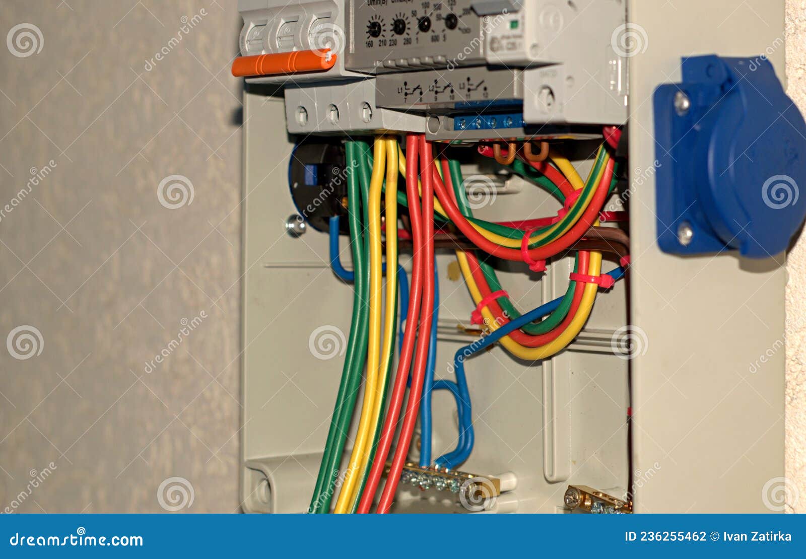 Electric Shield and Copper Cable for Power Connection. Stock Photo ...