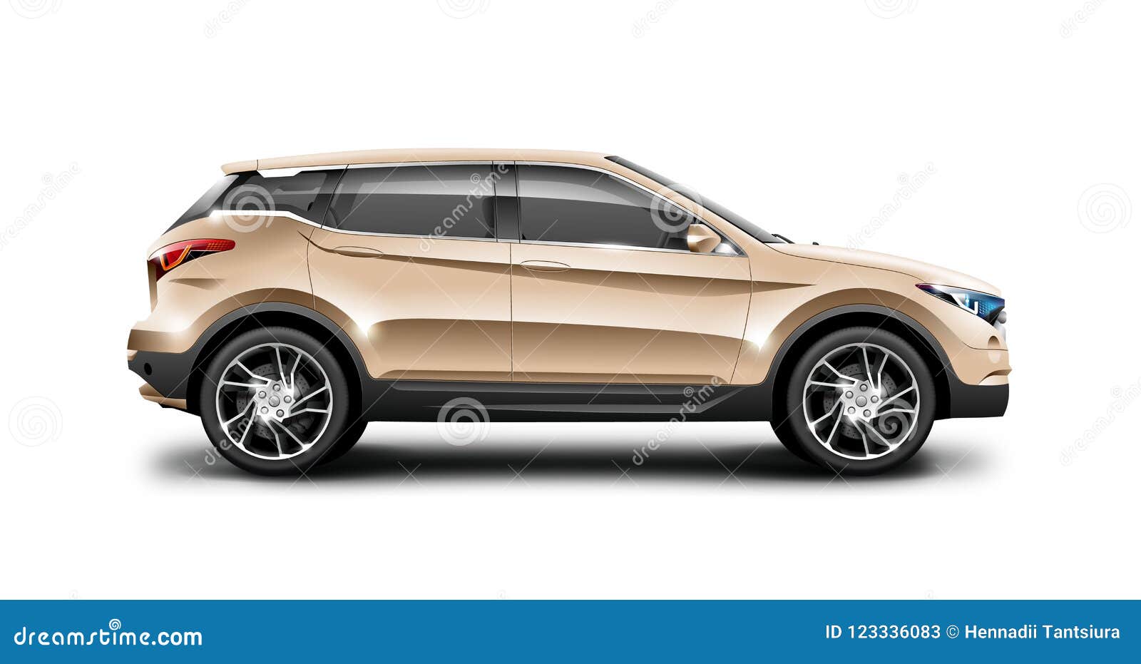 Copper Generic SUV Car on White Background. Side View with Isolated ...