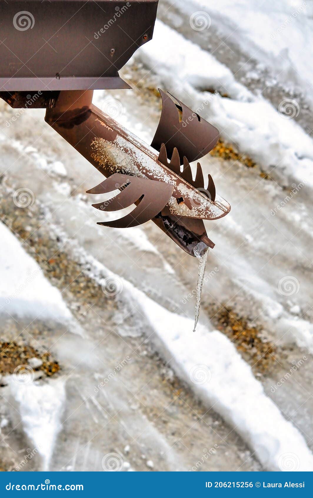 Copper Gutter Depicting a Dragon that Spits Ice Stock Photo - Image of ...
