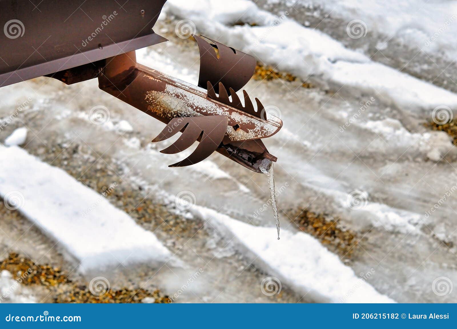 Copper Gutter Depicting a Dragon that Spits Ice Stock Photo - Image of ...