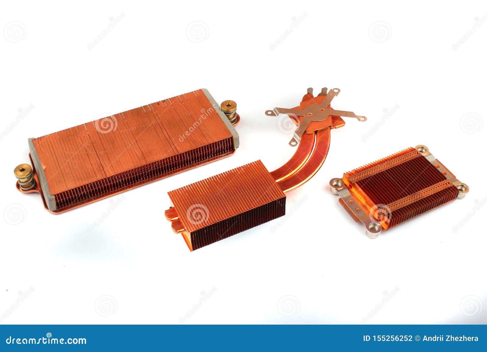 Copper Heatsinks Used for Cooling Computer Processor Chips Stock Photo ...