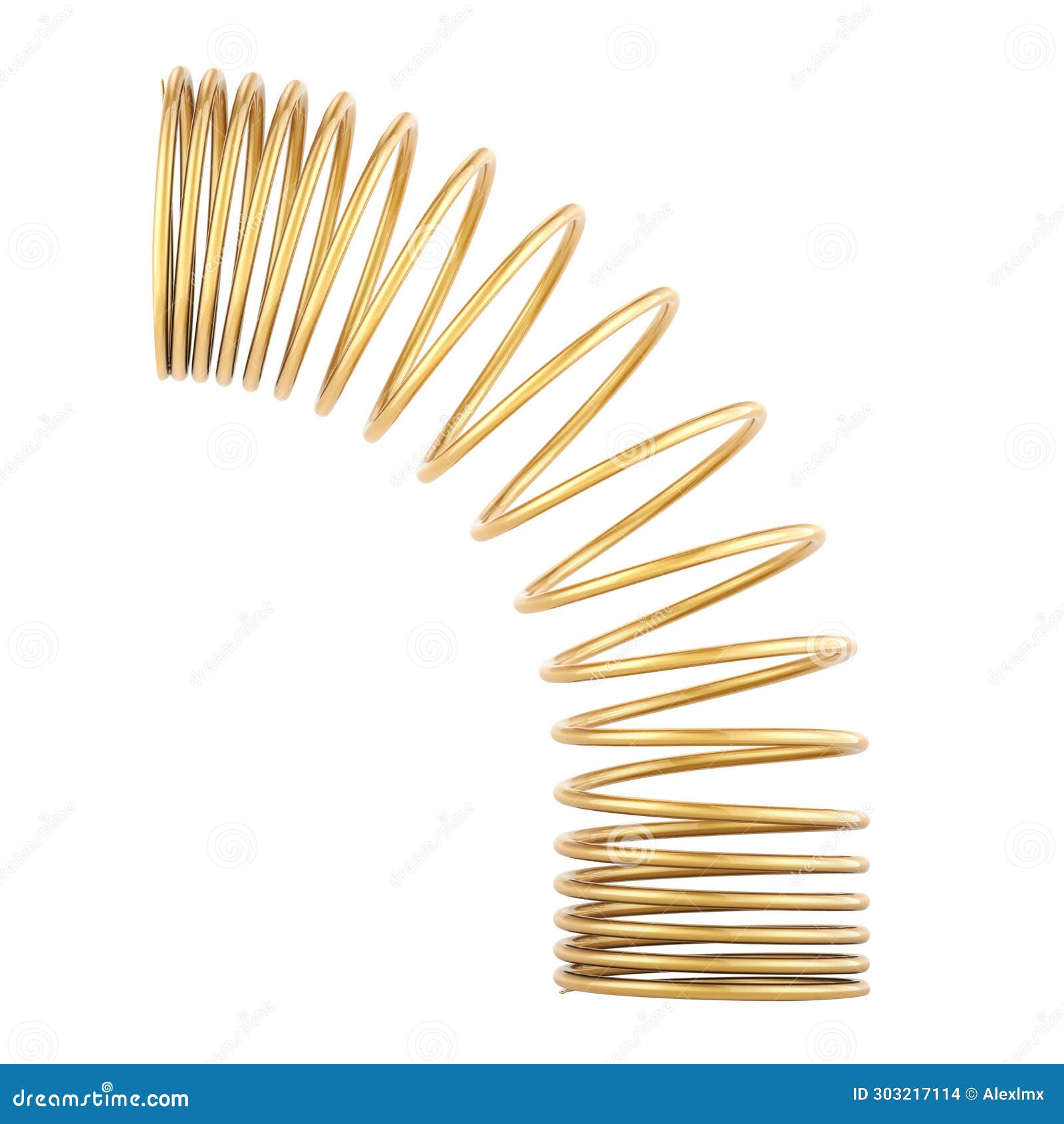 Copper Helical Coil Spring or Brass Spring. 3D Rendering Stock ...