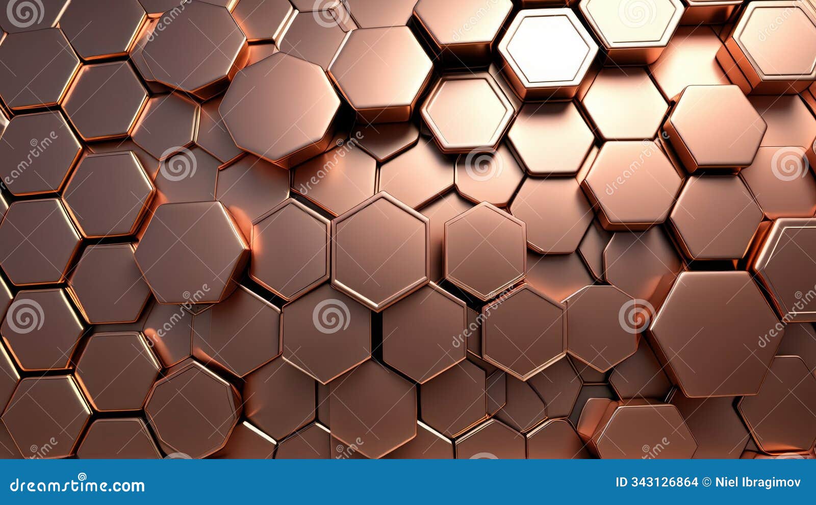 Copper Hexagonal Pattern: Modern Geometric Metallic Background Design ...