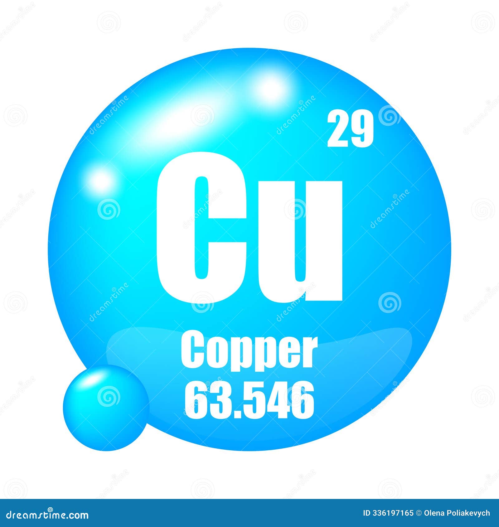 Copper Icon. Atomic Number 29. Mass 63.546. Vector Symbol ...
