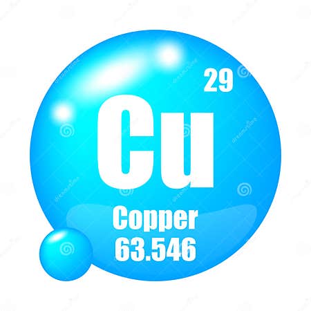 Copper Icon. Element Cu. Atomic Number 29. Atomic Mass 63.546 Stock ...