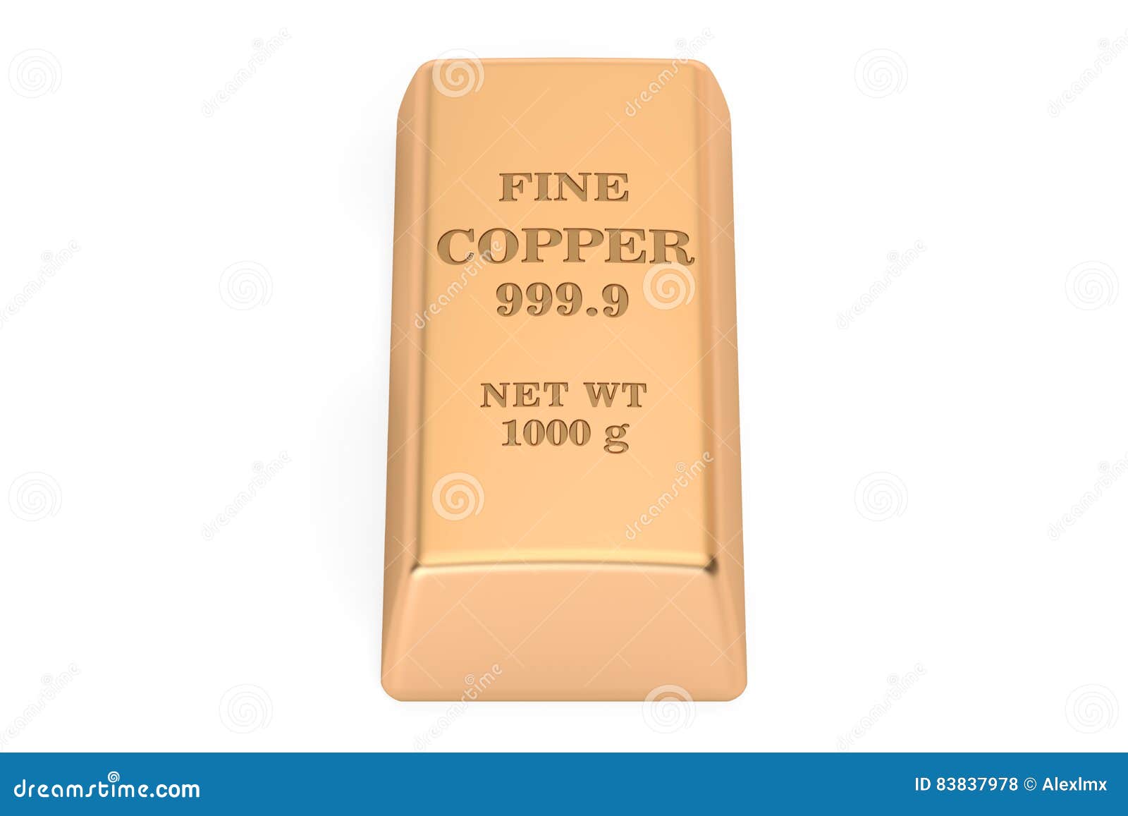 Copper ingot, 3D rendering stock illustration. Illustration of closeup ...