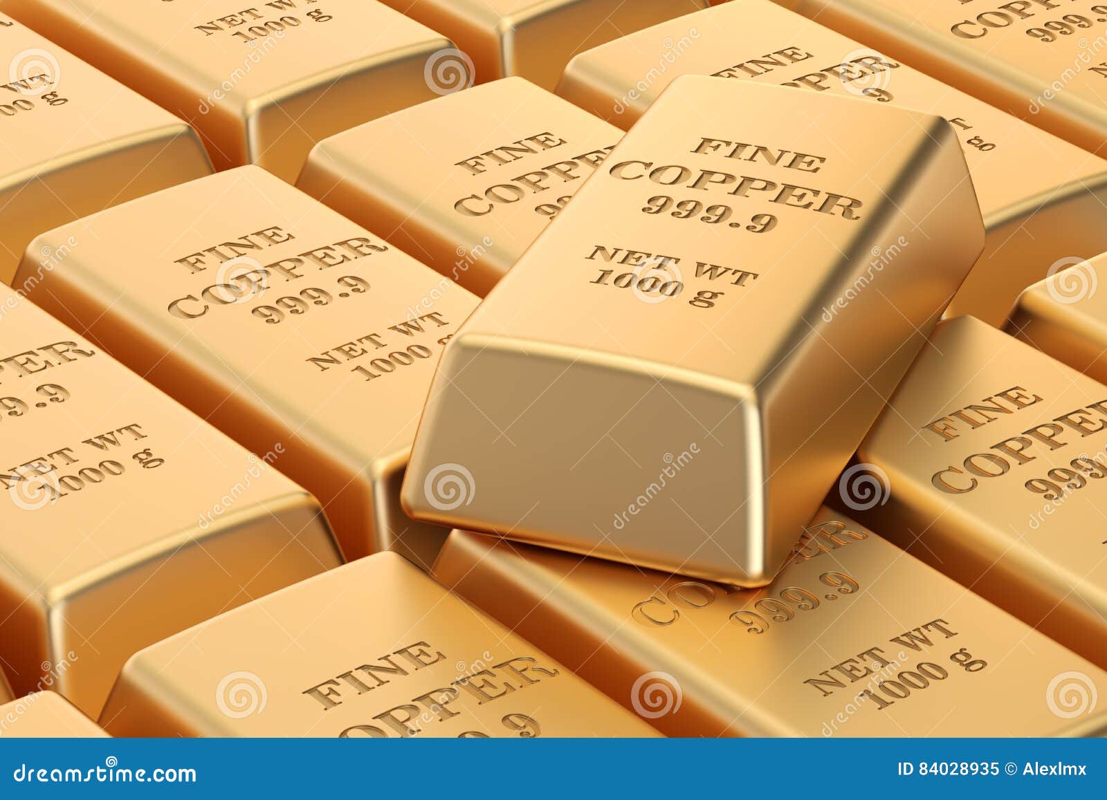 Copper Ingots Background, 3D Stock Illustration - Illustration of ...