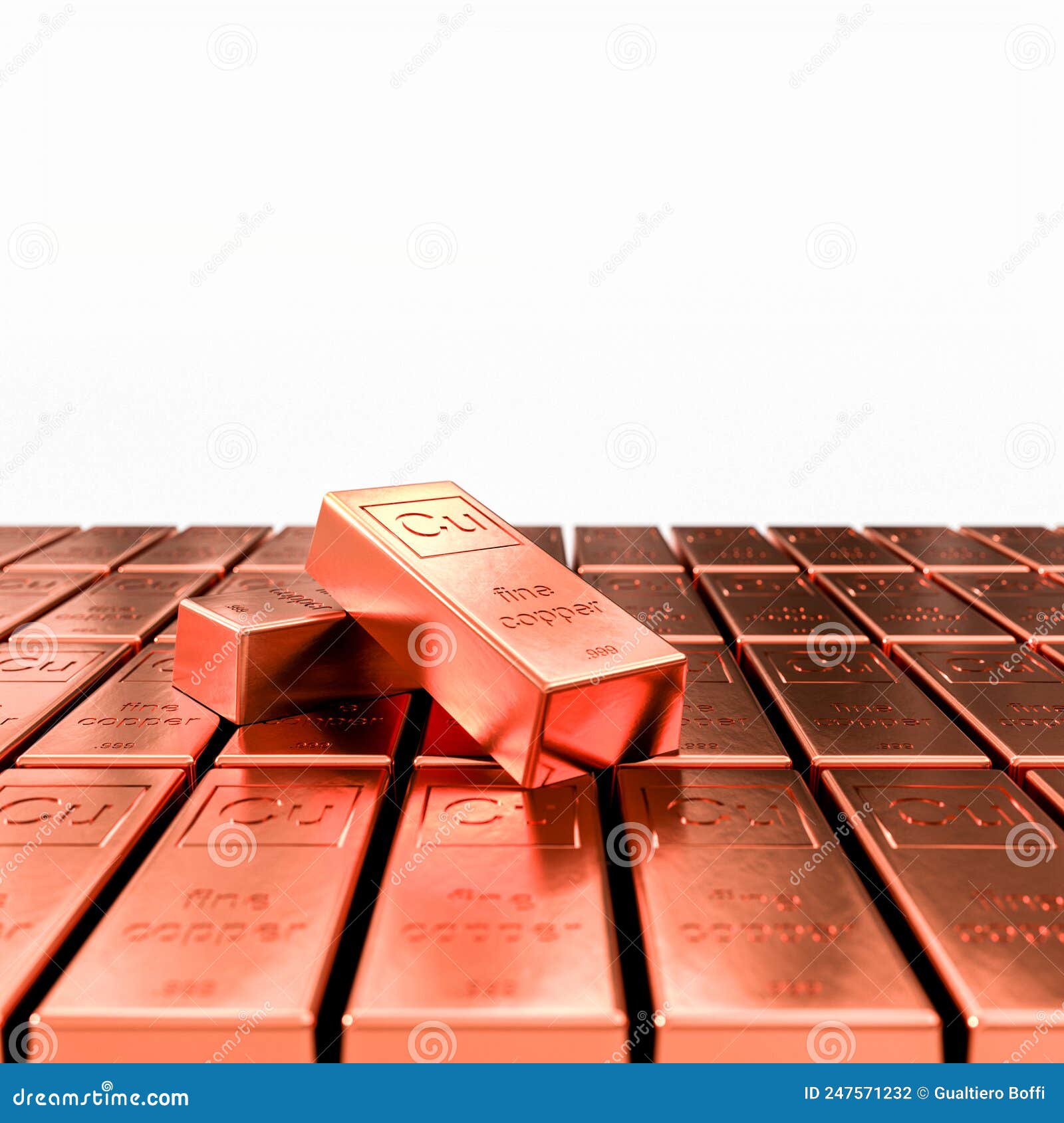 Copper Ingots on a White Background Stock Illustration - Illustration ...