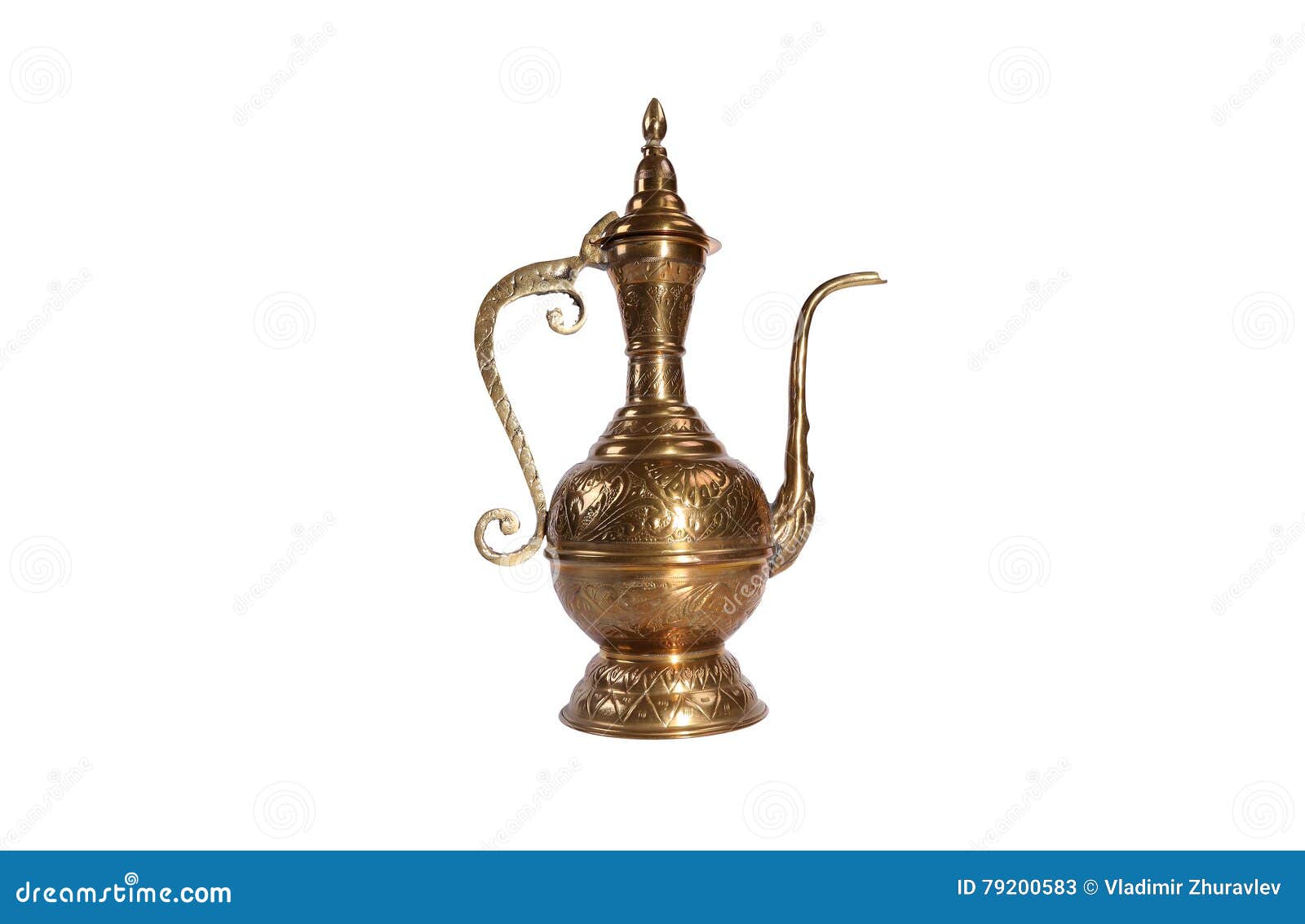 Copper Jug with a Traditional Arabic Ornaments on a White Background ...