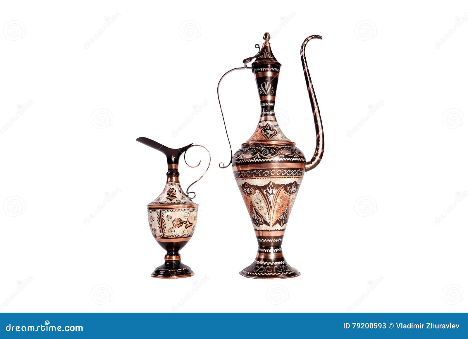 Copper Jug with a Traditional Arabic Ornaments on a White Background ...