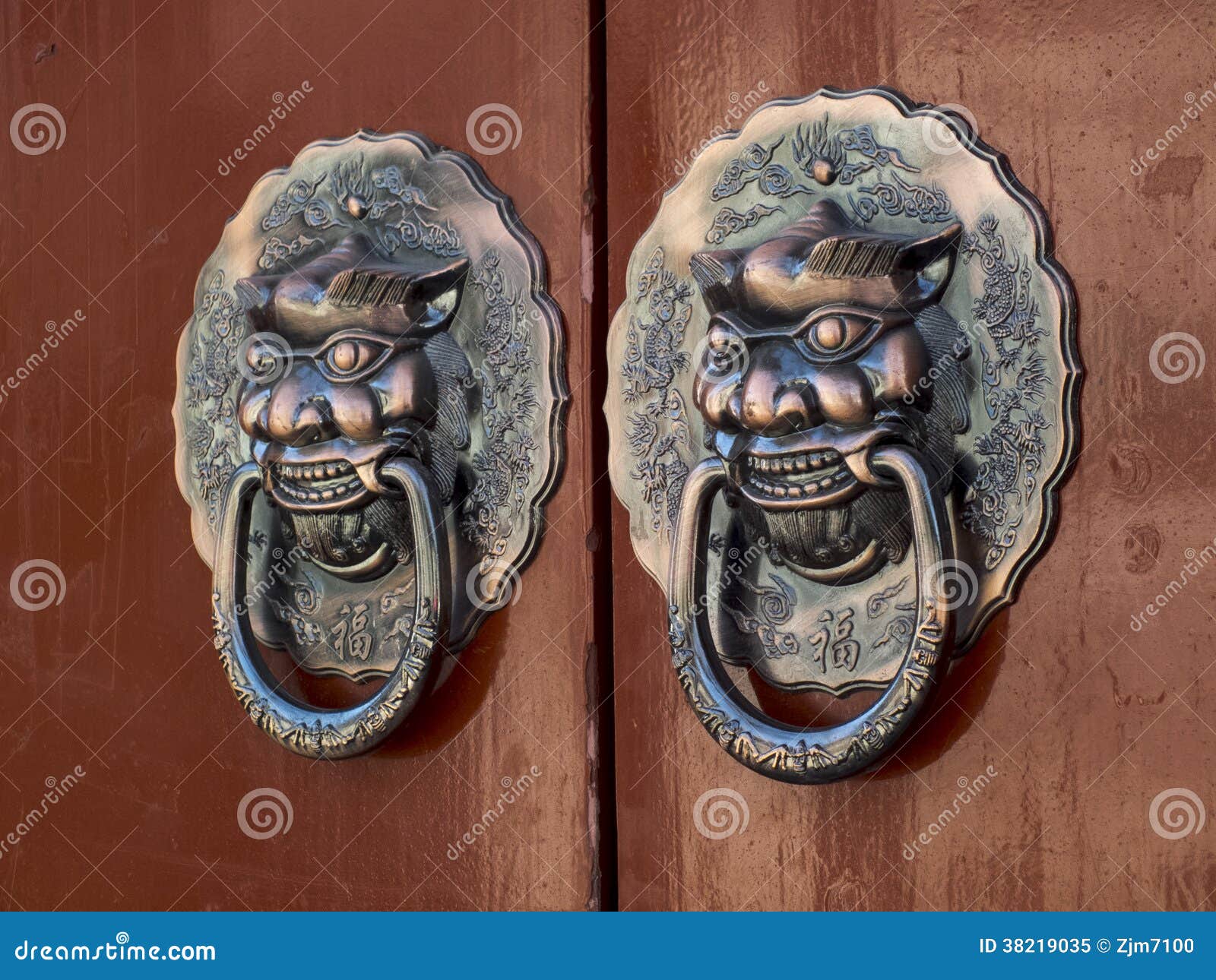 Copper lion handle stock image. Image of decoration, ancient - 38219035