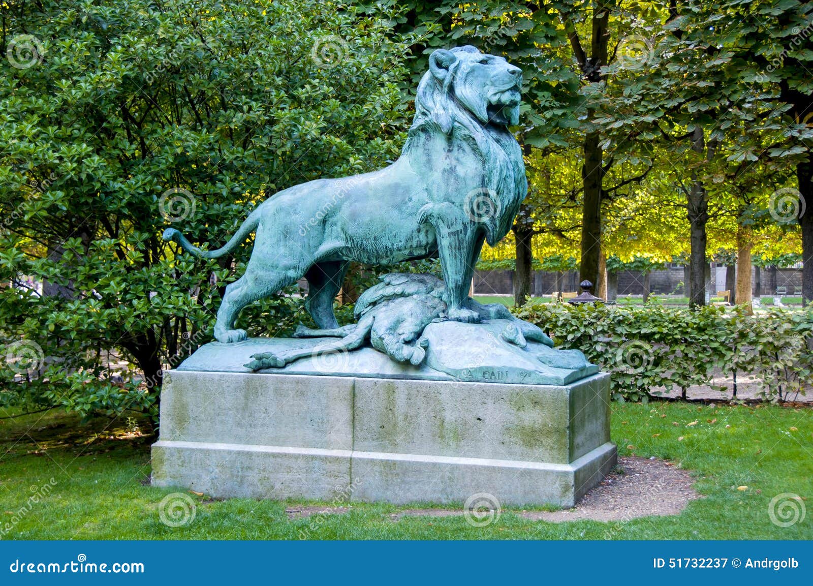 Copper lion in Paris. stock image. Image of historic - 51732237