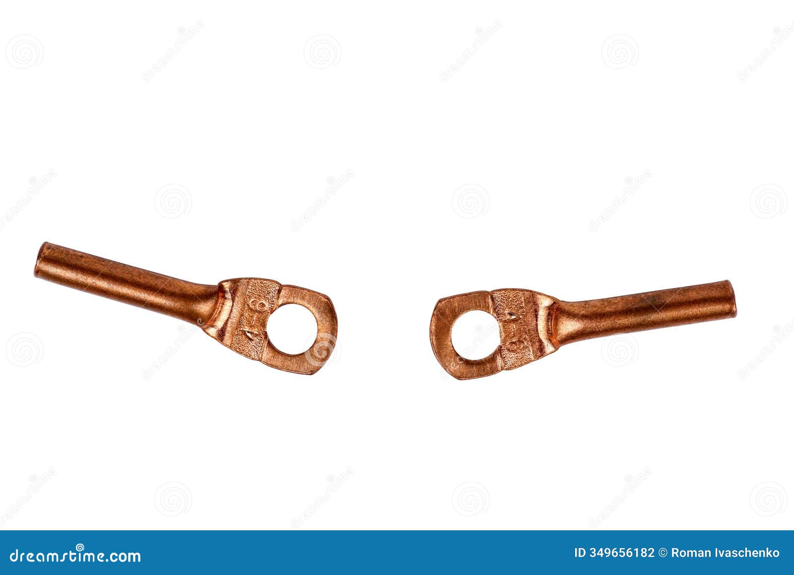 Copper Lugs Isolated on a White Background Stock Photo - Image of wire ...